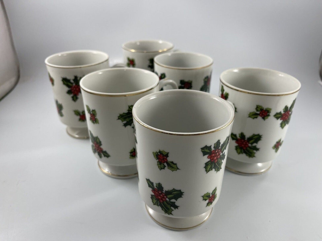 6 Vintage Hand Painted Lefton China Christmas Holly Pedestal - Etsy