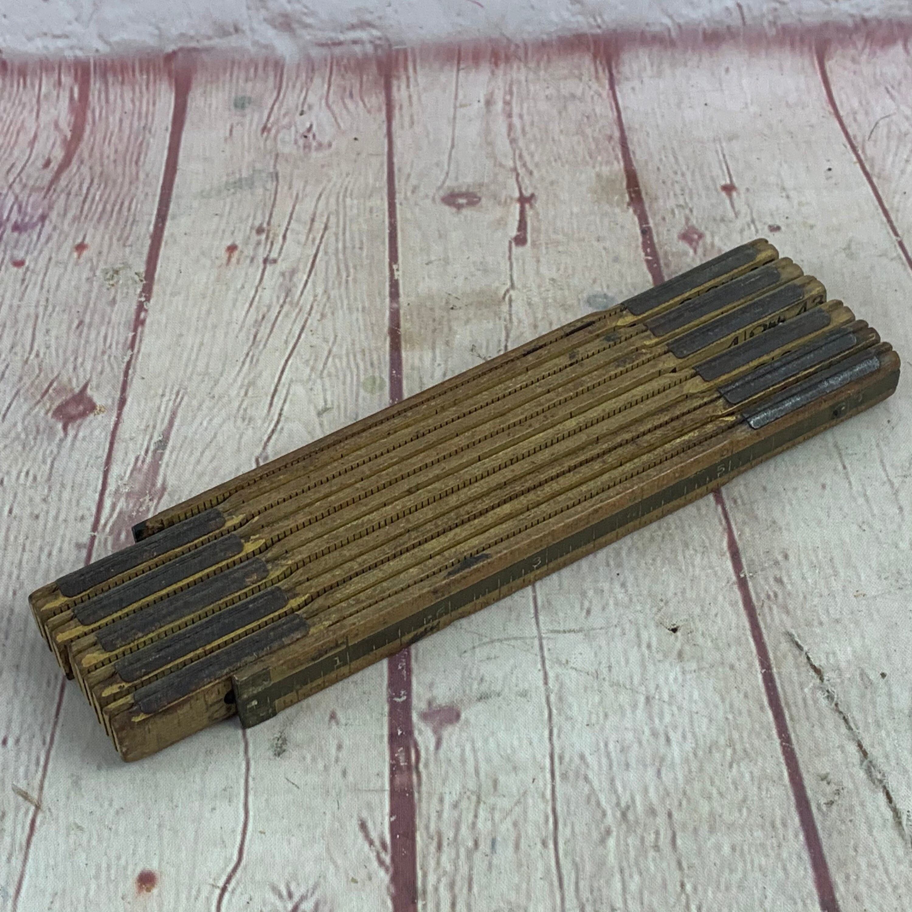 Vintage Old Wood Folding Tape Measure Extension Ruler Neat | Etsy