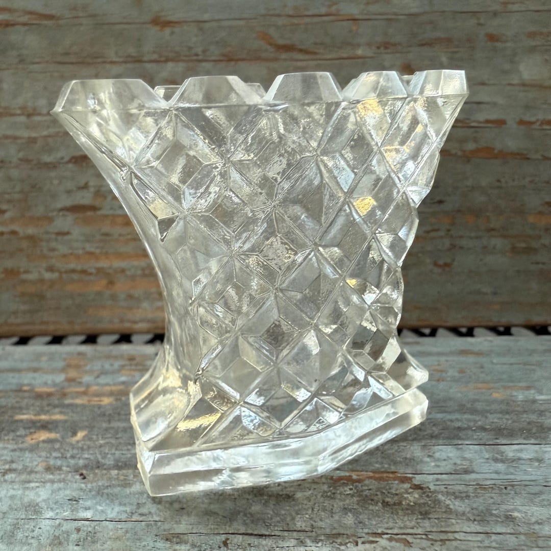 Vintage Clear Glass Diamond Point Toothpick Holder - Etsy