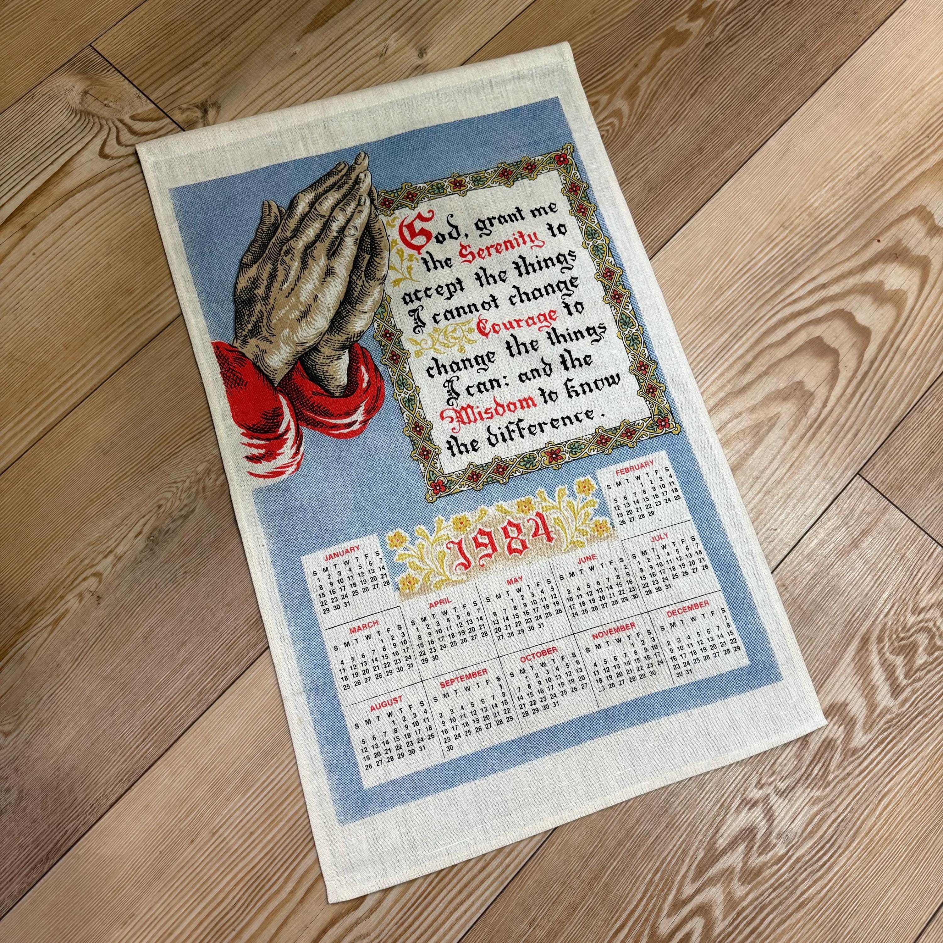 Vintage 1984 Serenity Prayer Calendar Towel - Etsy