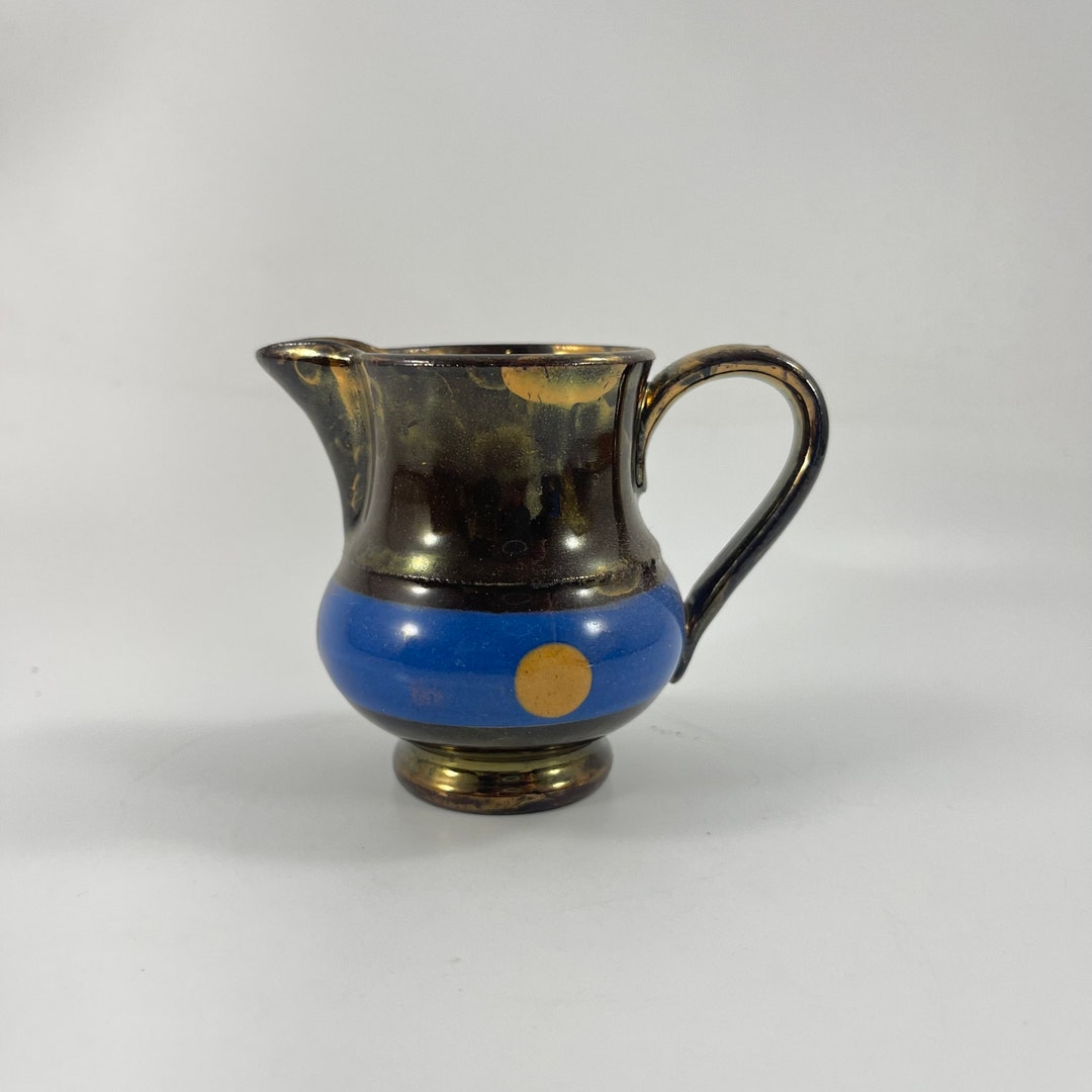 Vintage Copper Lustre Lustreware Small Pitcher Blue Banded - Etsy