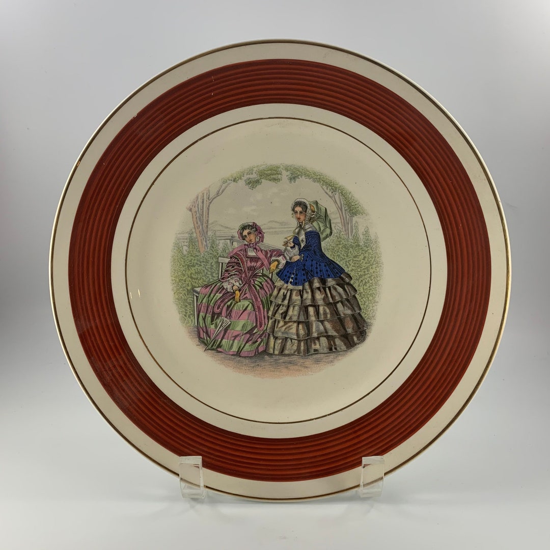 Vintage Godey Ladies of Fashion Ivory Plate With Gold Trim Souvenir of ...