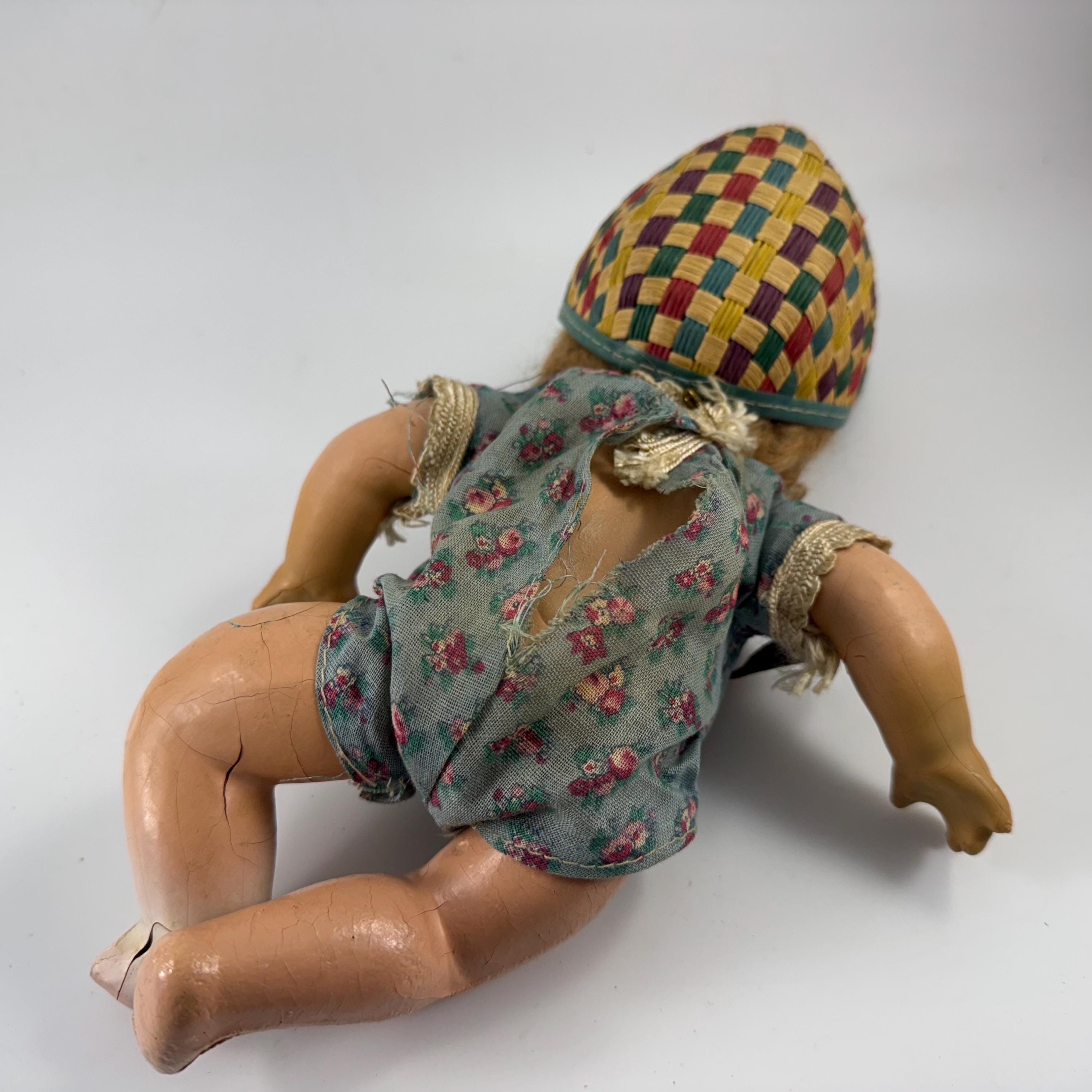 Vintage Composition Baby Doll With Molded Hair, Wig and Old Clothing - Etsy