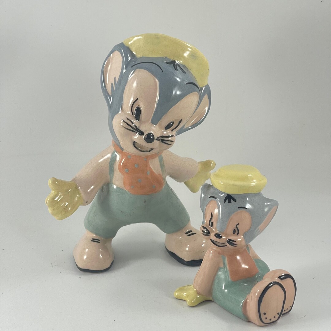 Pair of Vintage Sniffles the Mouse Figurines Large and Small 1940's ...