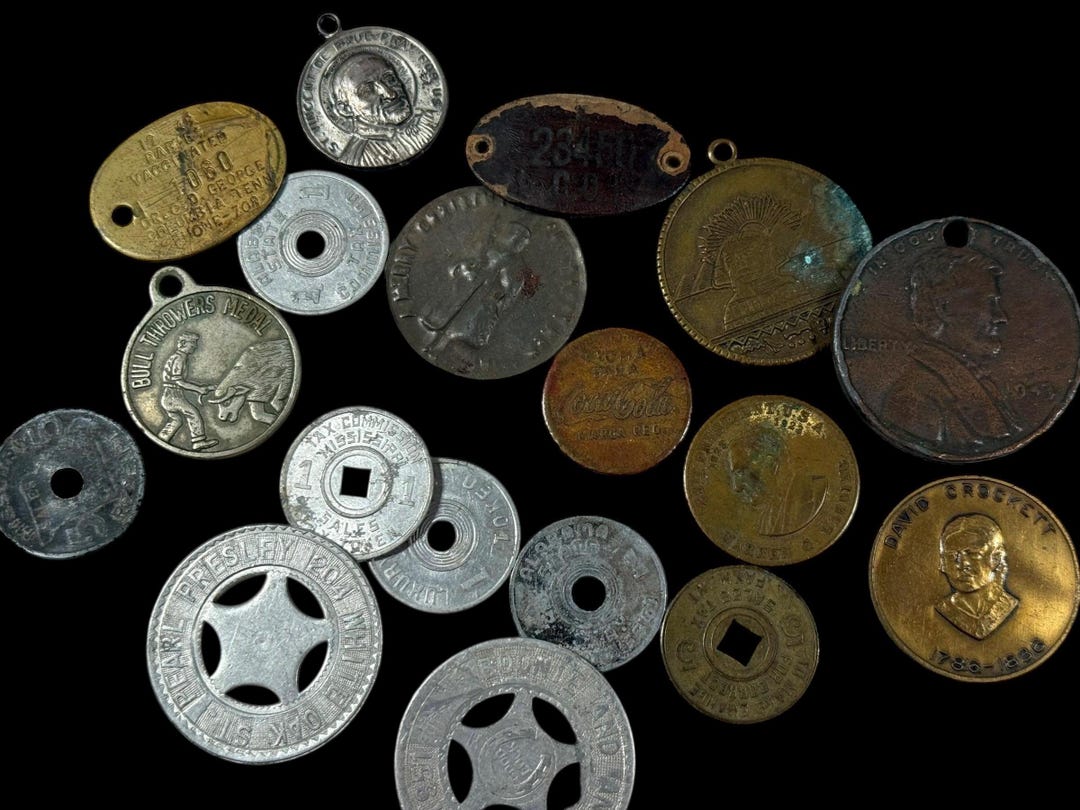 Lot of Vintage Tokens, Tags, Coins and Pendants - Etsy