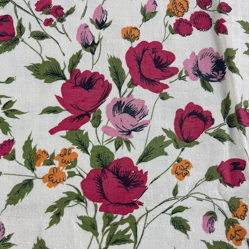 Floral Linen Fabric - Etsy