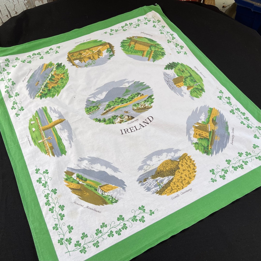 Vintage Colorful Souvenir of Ireland Tablecloth - Etsy
