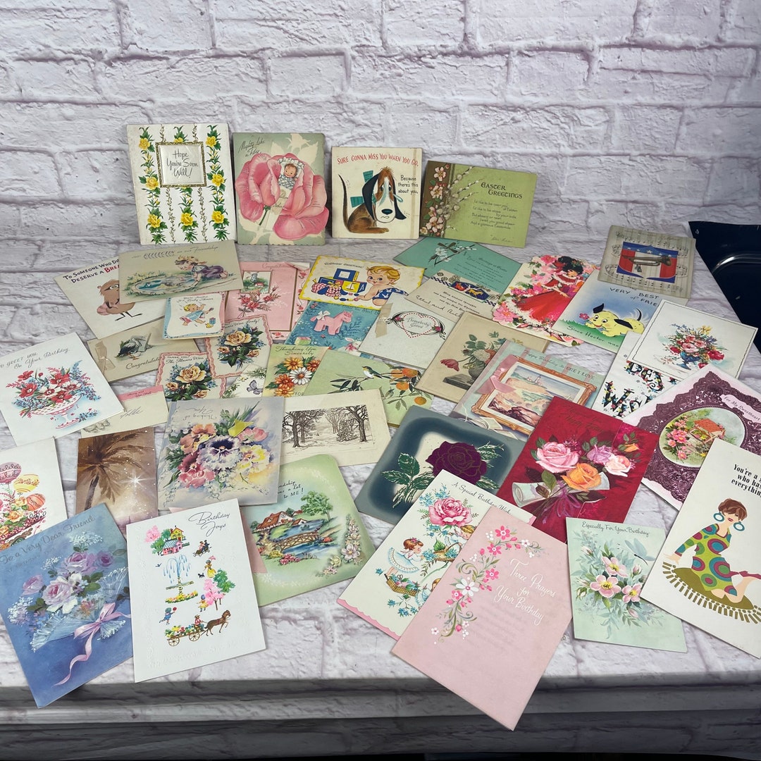 Lot of 42 Used Vintage Greeting Cards, Postcards, Notes Great for Use ...