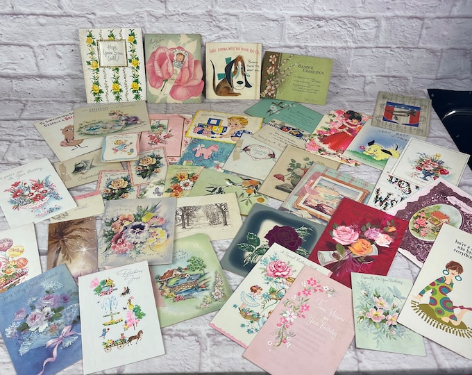 Lot of 42 Used Vintage Greeting Cards, Postcards, Notes Great for Use ...