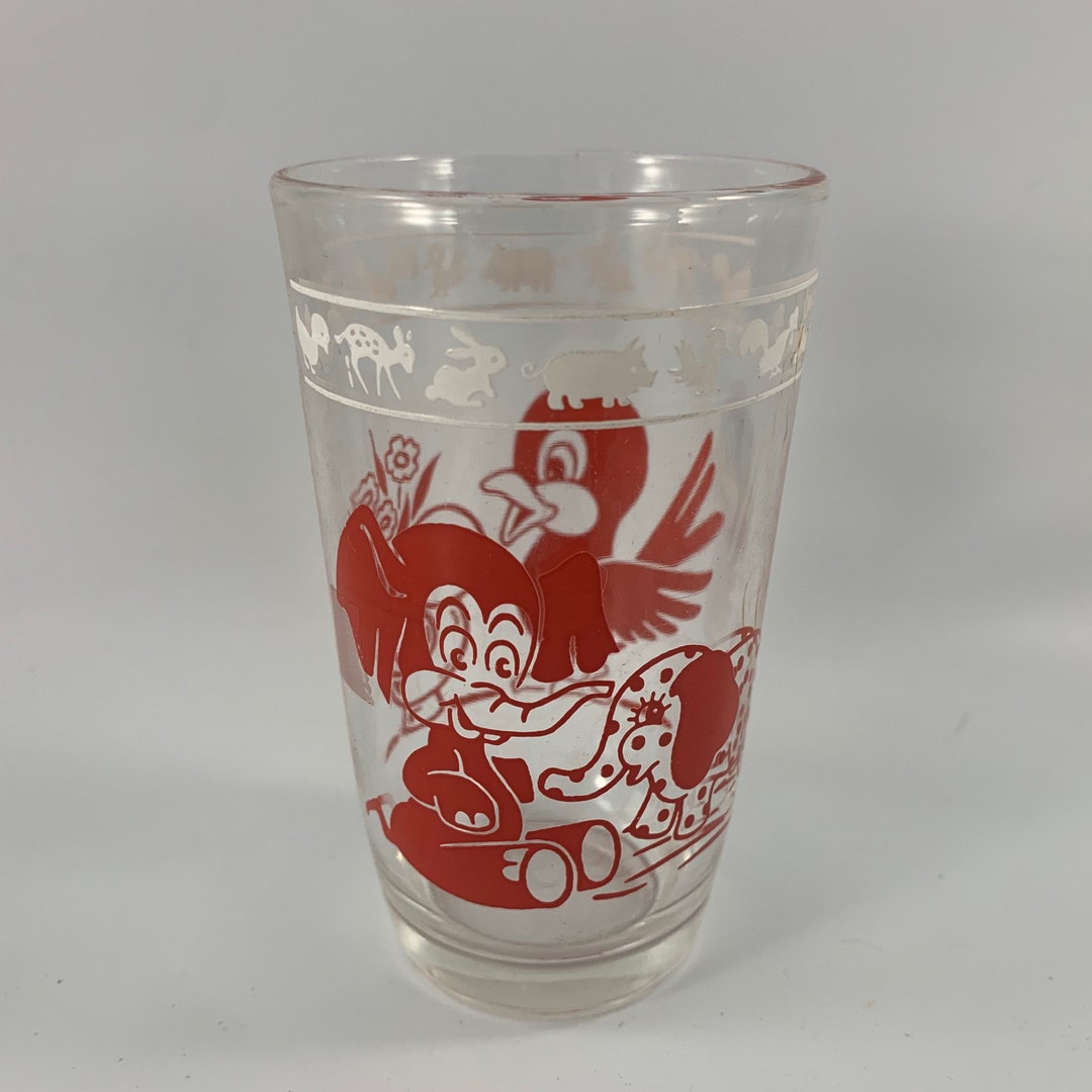 Vintage Swanky Swig Juice Glass With Red Elephants and Birds - Etsy