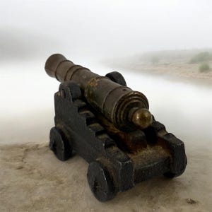 Vintage Penn Craft USA Small Cast Iron Cannon With Brass Barrel Civil ...