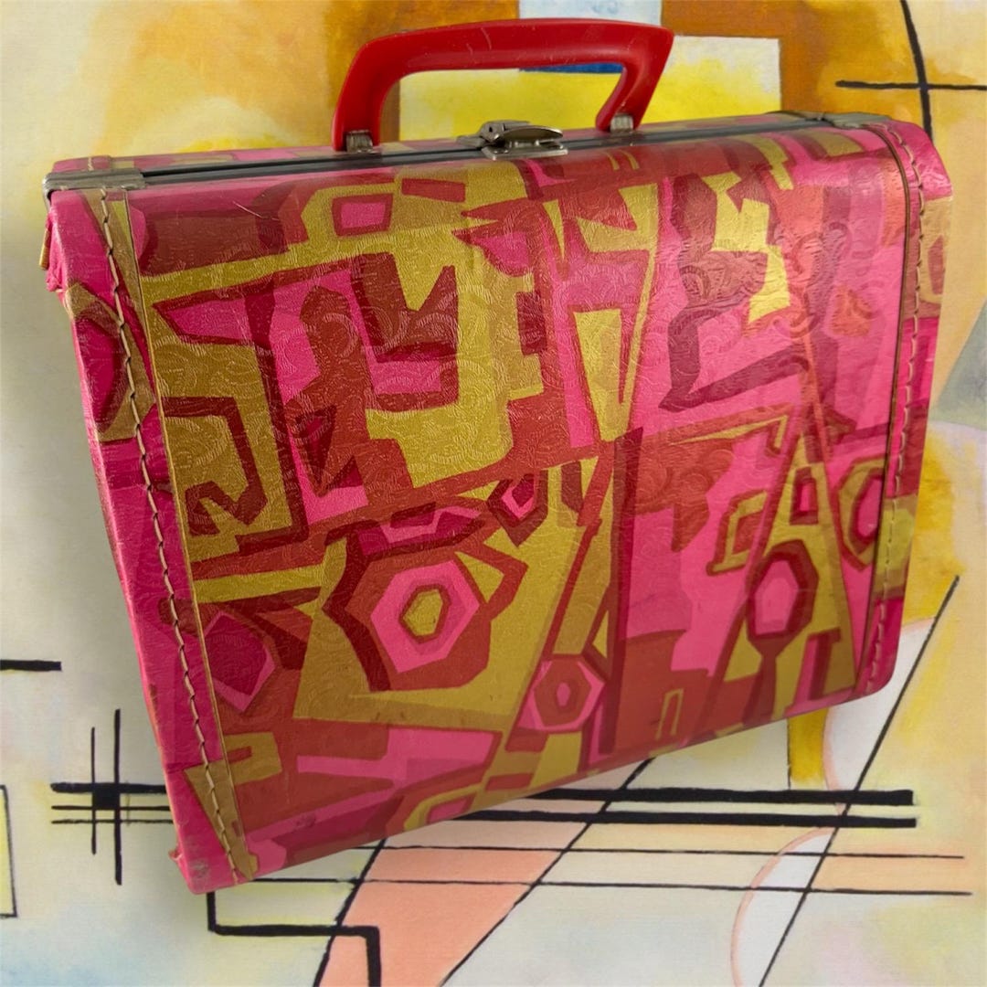 Fabulous Retro Mod Pink and Green Funky 1960's-70's Era Suitcase - Etsy