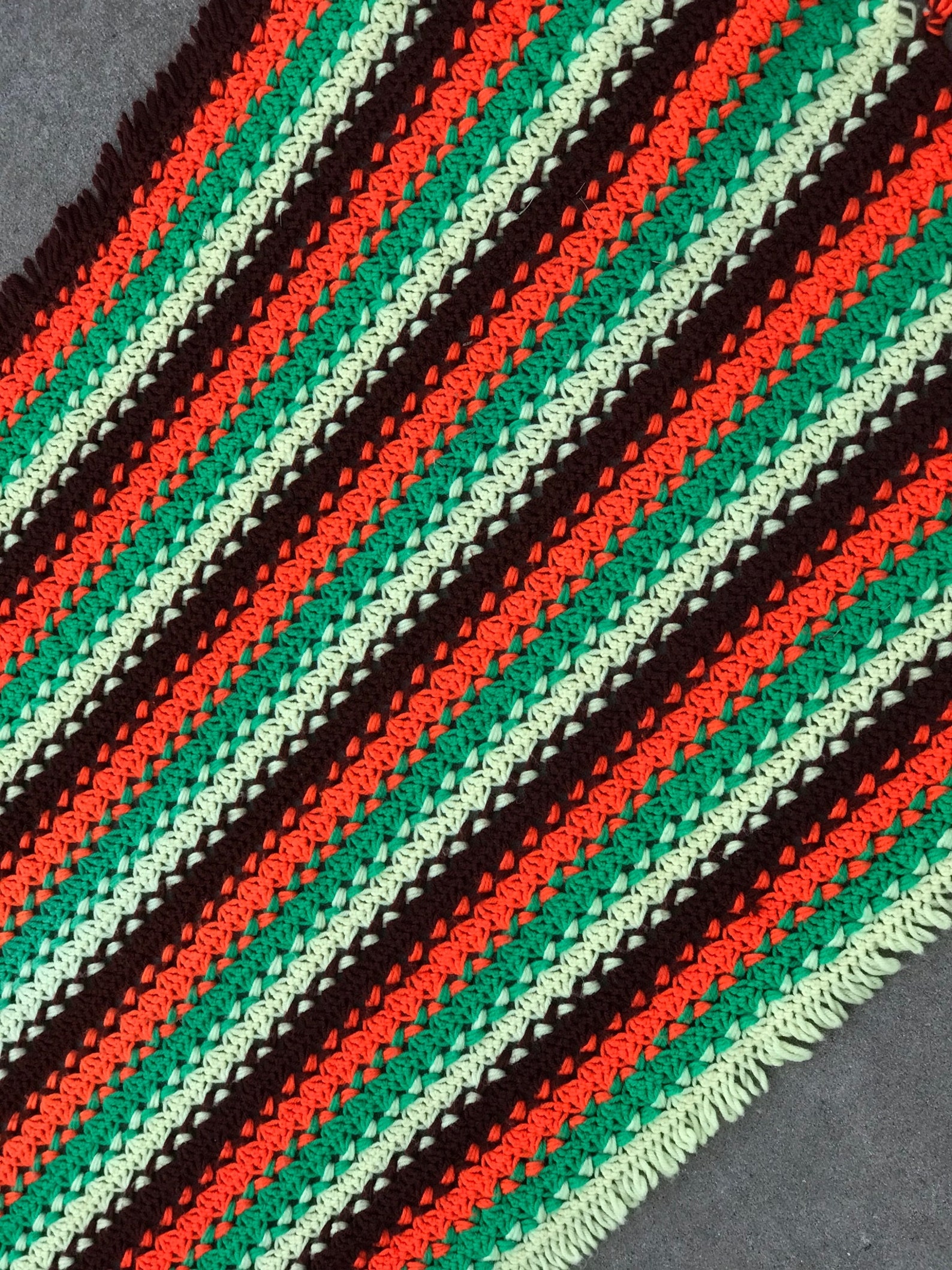 Vintage Hand Crochet Orange Green Yellow and Brown Stripes - Etsy