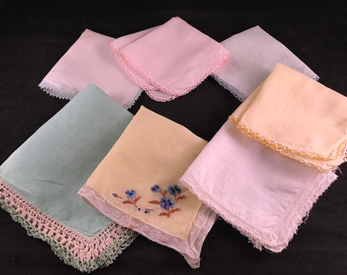Lot of 7 Vintage Ladies' Hankies/handkerchiefs (variety of Styles and ...