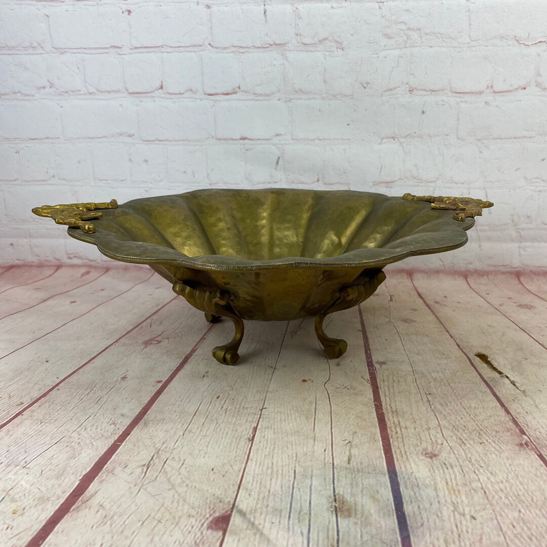 Vintage Large Hammered Brass Ornate Centerpiece Made in Italy - Etsy
