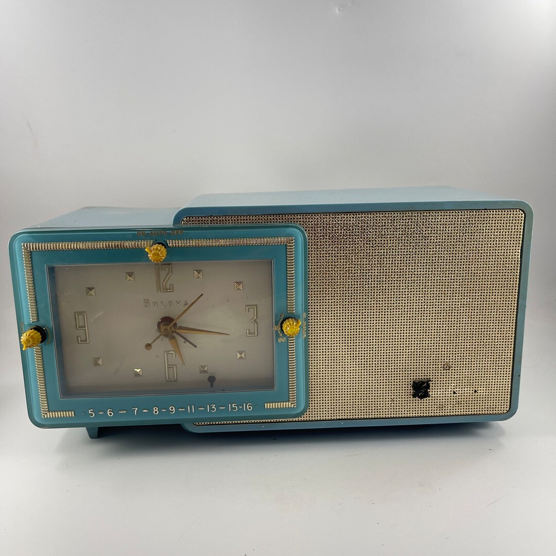 Vintage Atomic Blue Bulova Clock Radio Model 100 - Etsy