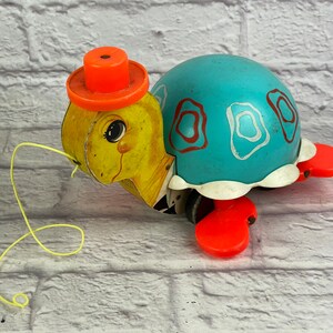 Vintage 1962 Fisher Price Tiptoe Turtle Pull Toy - Etsy