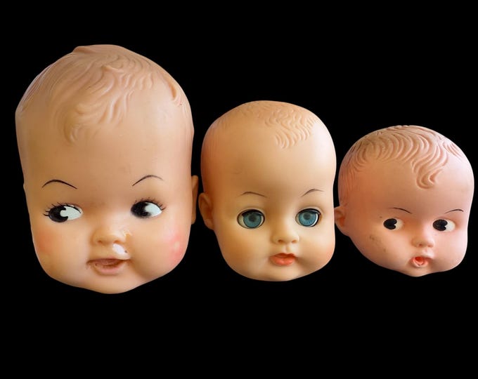 Trio of Creepy Molded Hair Baby Doll Heads - Etsy