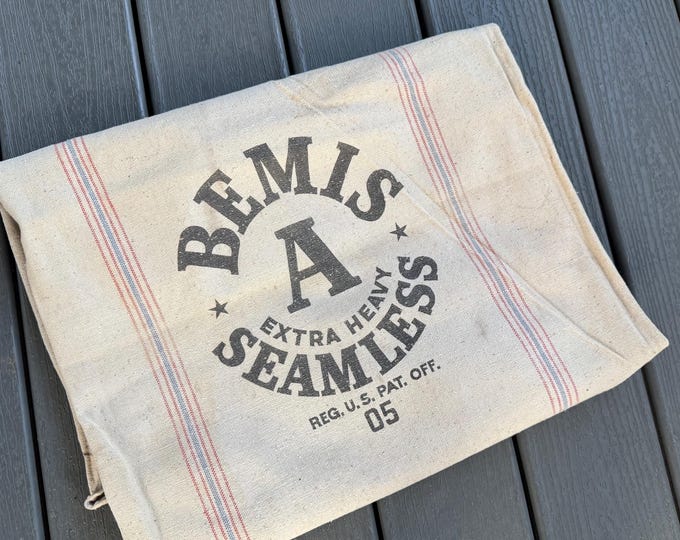 Vintage Bemis Seamless Extra Duty Muslin Canvas Hemp Stripe Grain Feed ...