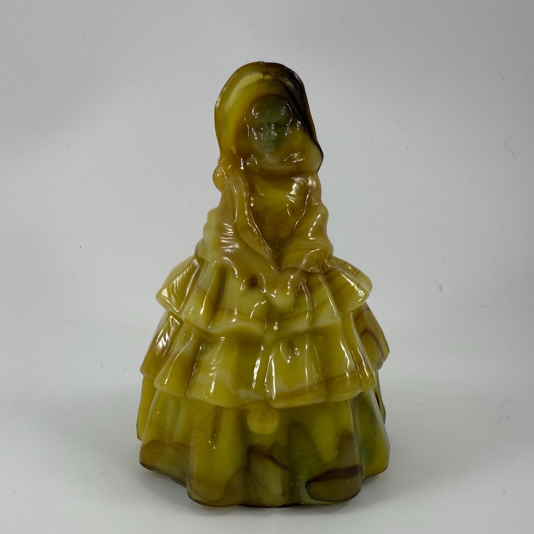 Vintage Boyd Art Glass Figurine Louise Colonial Figurine Yellow Slag ...