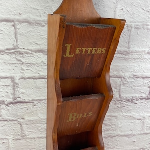 Vintage Solid Wood Letter, Bills and Misc Wall Hanging Cubby Letter ...