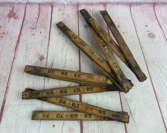 Vintage Old Wood Folding Tape Measure Extension Ruler Neat | Etsy