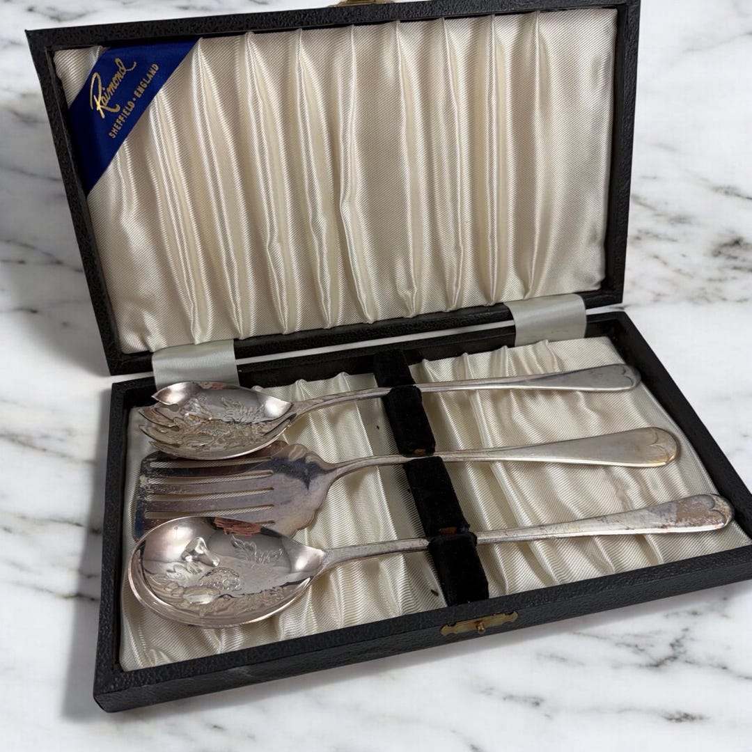 Vintage Silverplate Raimond Sheffield England 3 Piece Salad Set in ...
