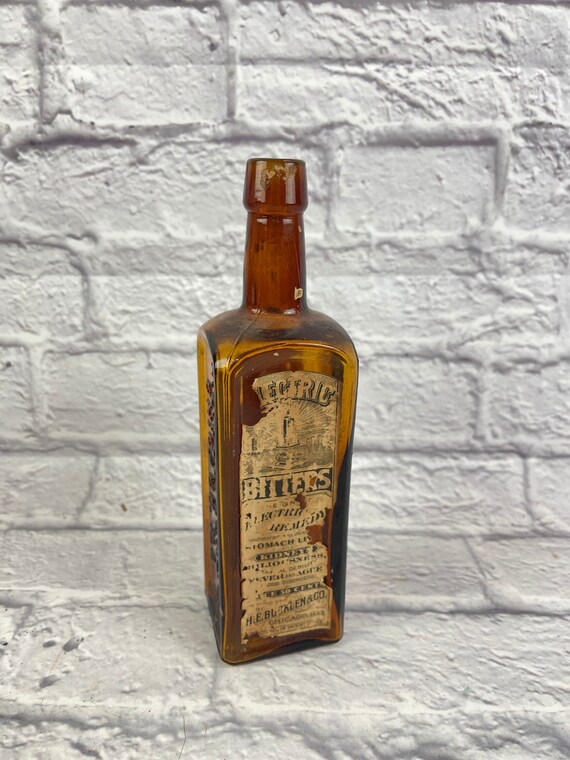 Vintage Antique Amber Glass ELECTRIC BITTERS Bottle - Etsy