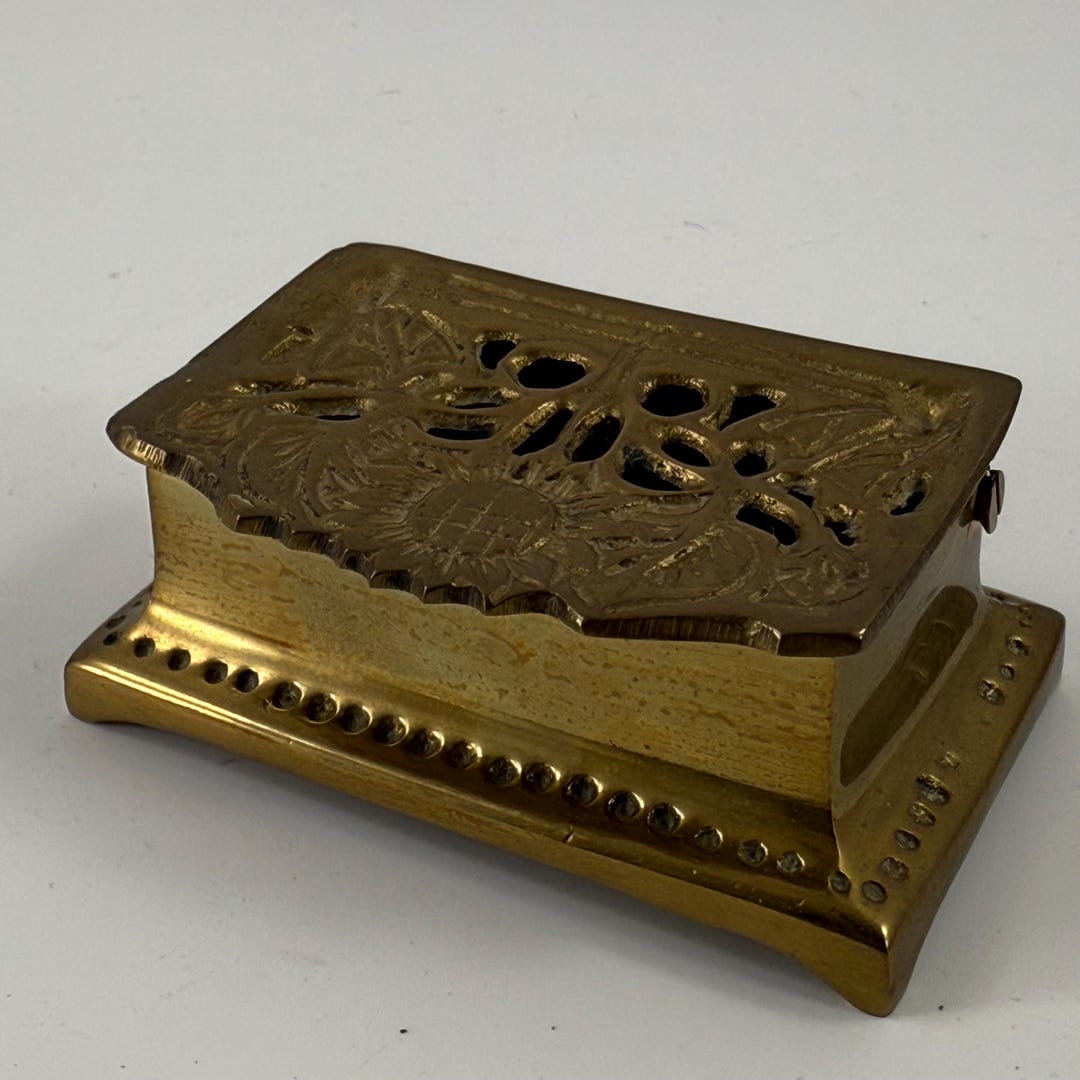 Vintage Small Brass Ornate Postage Stamp Holder Box Hinged Lid - Etsy