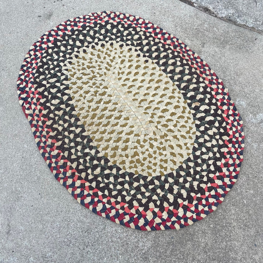 Vintage Colorful 1930's Era Oval Braided Rug - Etsy