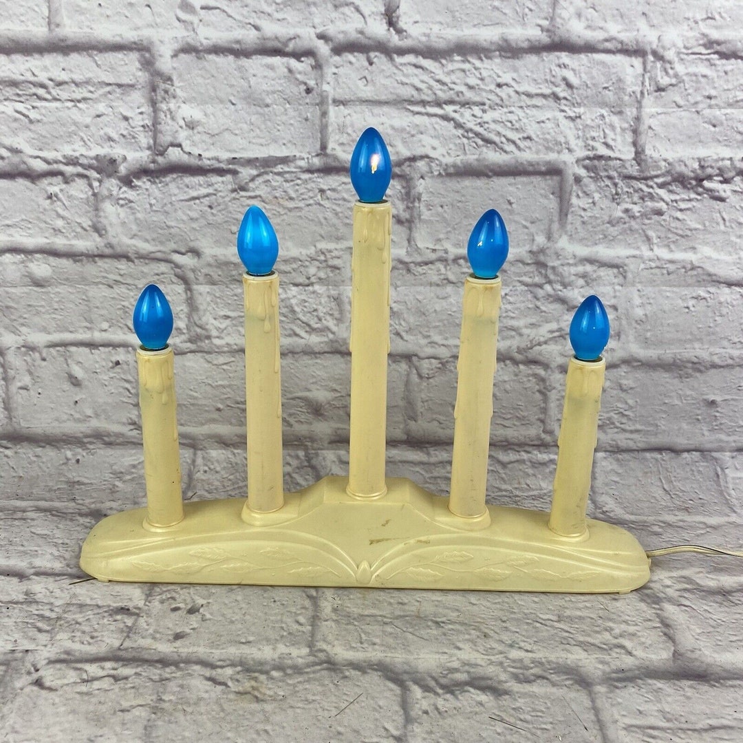 Vintage 5 Light Christmas Candolier Electric Blue Bulbs Electric Window ...