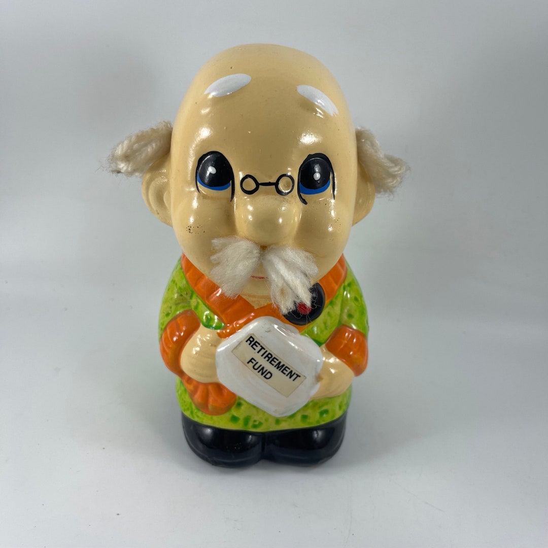 Vintage Old Man Bank With Yarn Hair Retirement Fund - Etsy