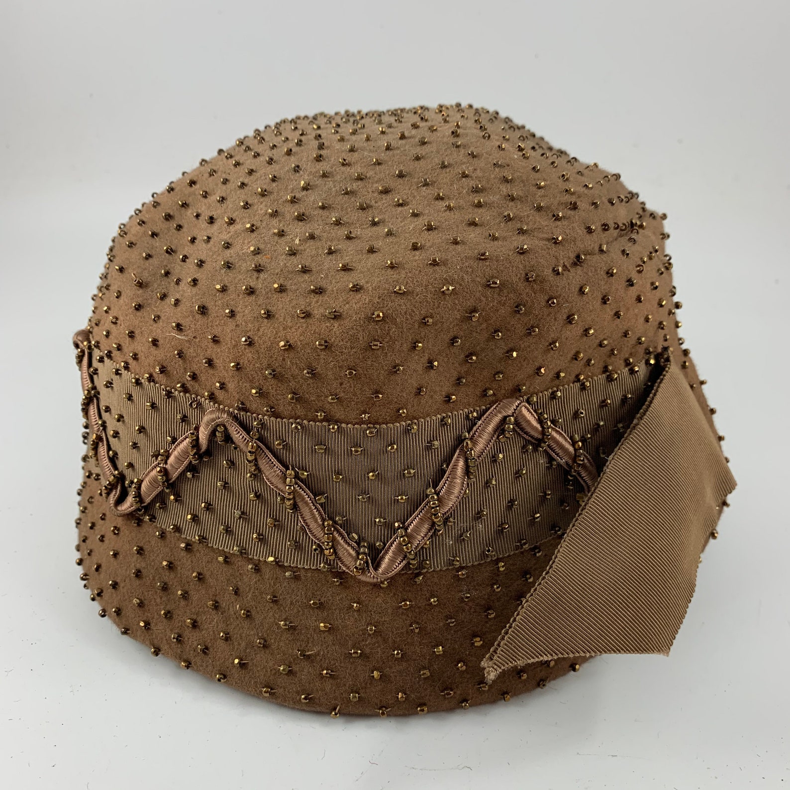Vintage Ladies' Very Unique Brown Hat With Beadwork and - Etsy