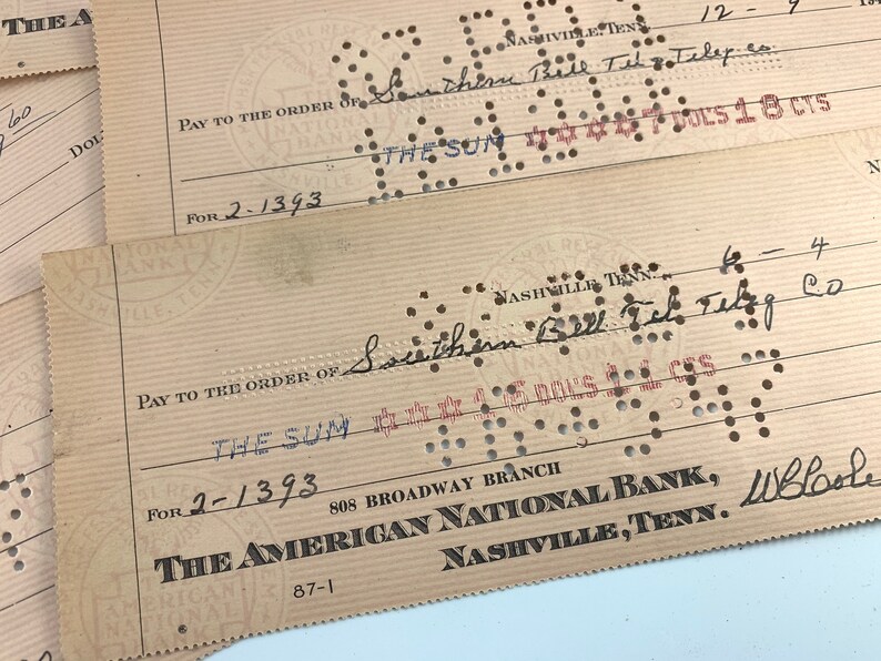 Lot of 10 Vintage 1946-47 Bank Checks American National Bank - Etsy
