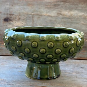 Vintage MCM Green Pottery Ceramic Pedstool Planter - Etsy