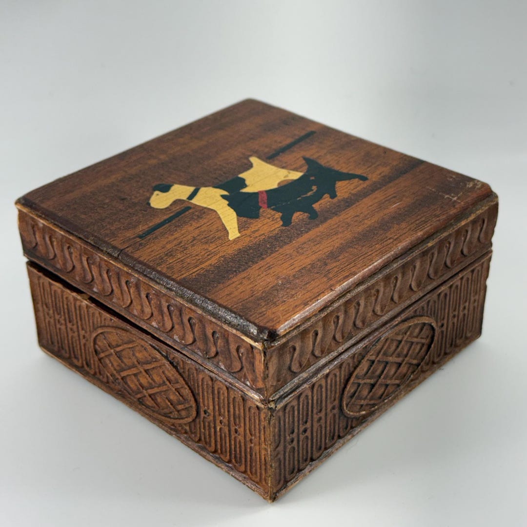 Vintage Wood Deco Style Box With Scotty Dogs Scottish Terrier - Etsy