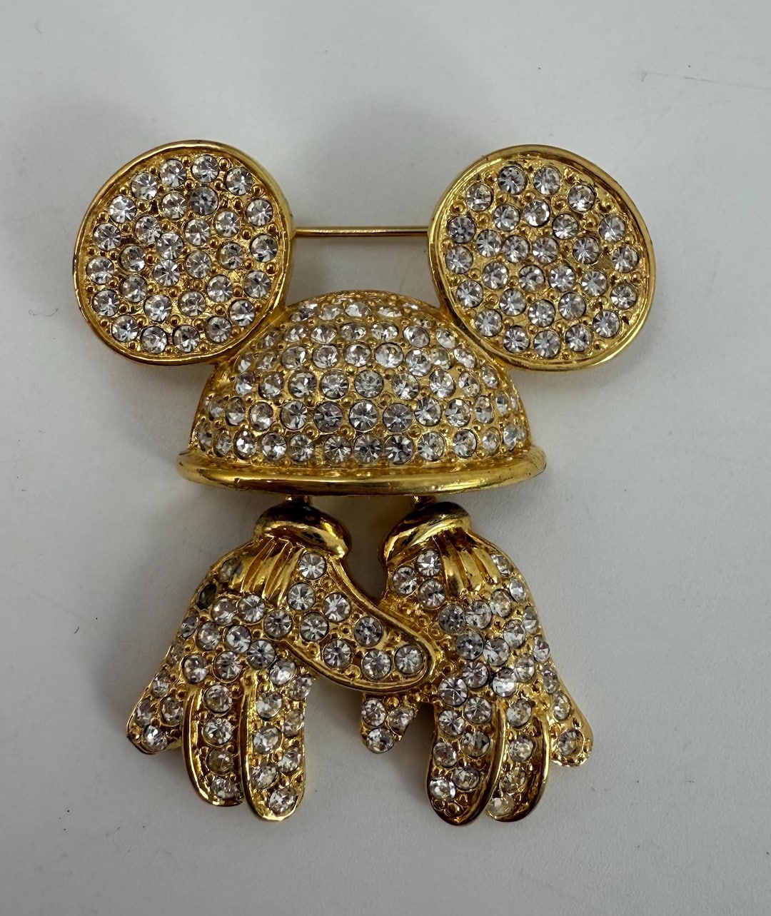 Vintage Napier Disney Micky Mouse Rhinestone Pin Brooch Hat and Hands ...
