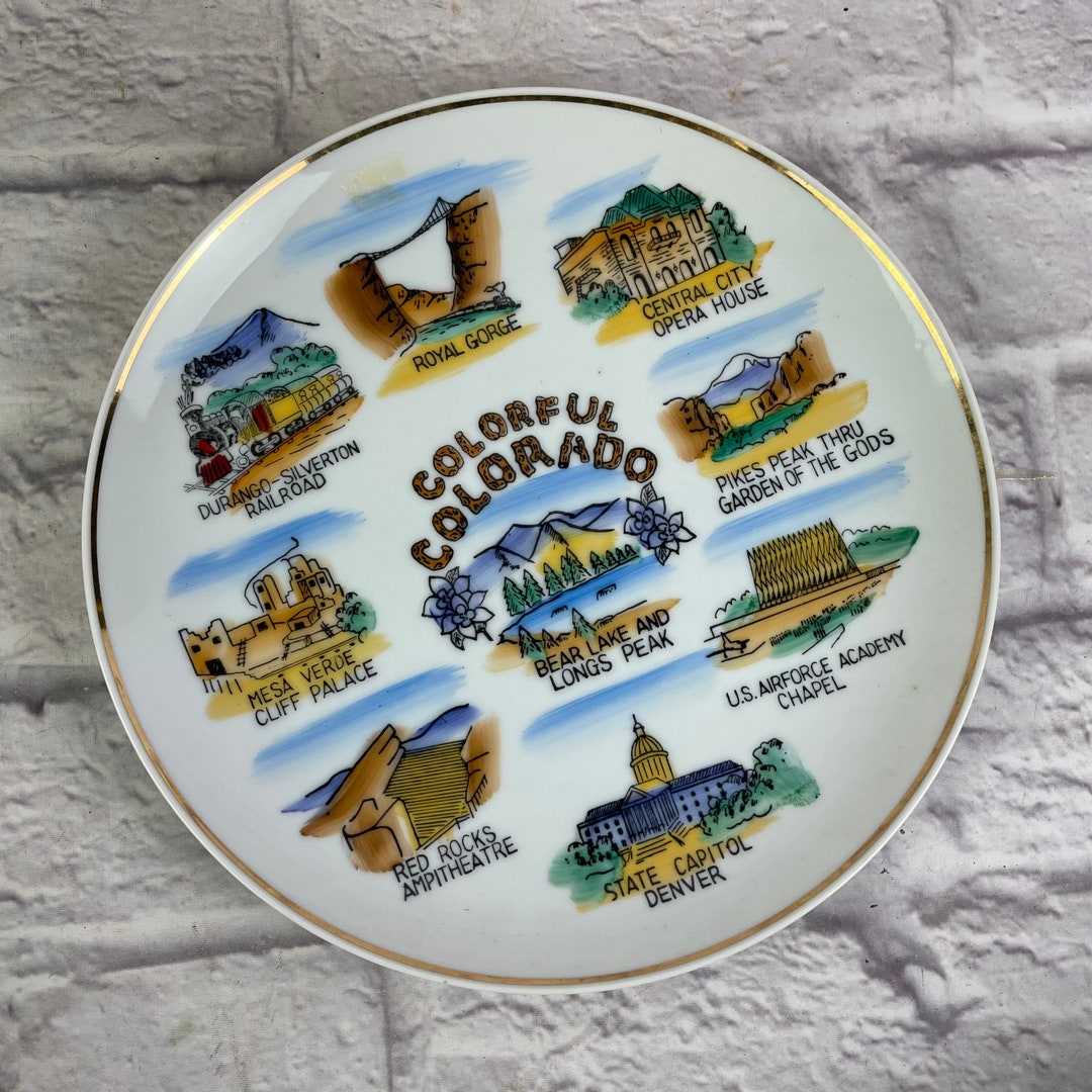 Vintage Colorful Colorado Souvenir Plate - Etsy