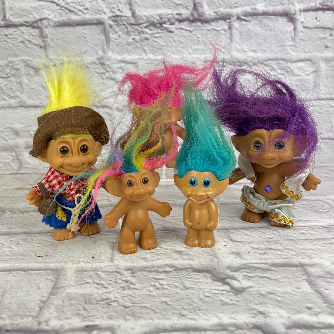 Lot of 5 Vintage Troll Dolls Variety of Sizes,2 Are Dressed - Etsy