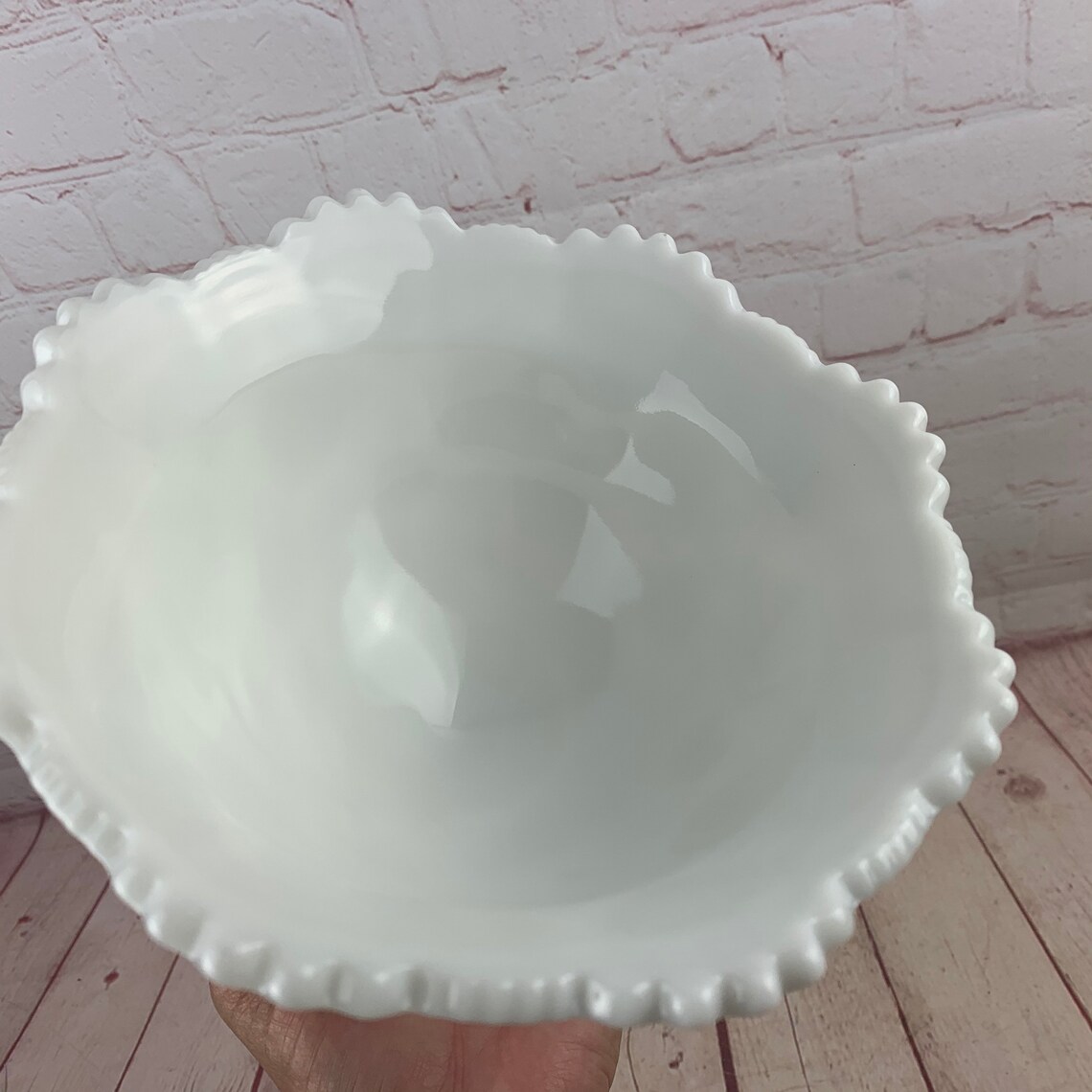 Vintage White Milk Glass Quilted Design Pattern Fluted Compote ...