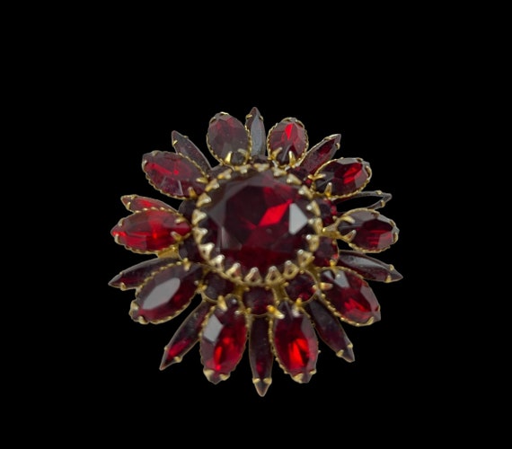 Vintage Ladies’ Judy Lee Red Glass Rhinestones Marqui… - Gem
