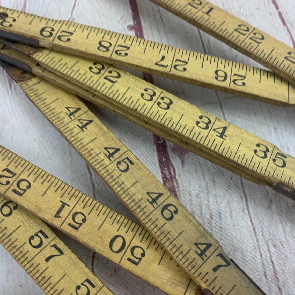Vintage Old Wood Folding Tape Measure Extension Ruler Neat | Etsy