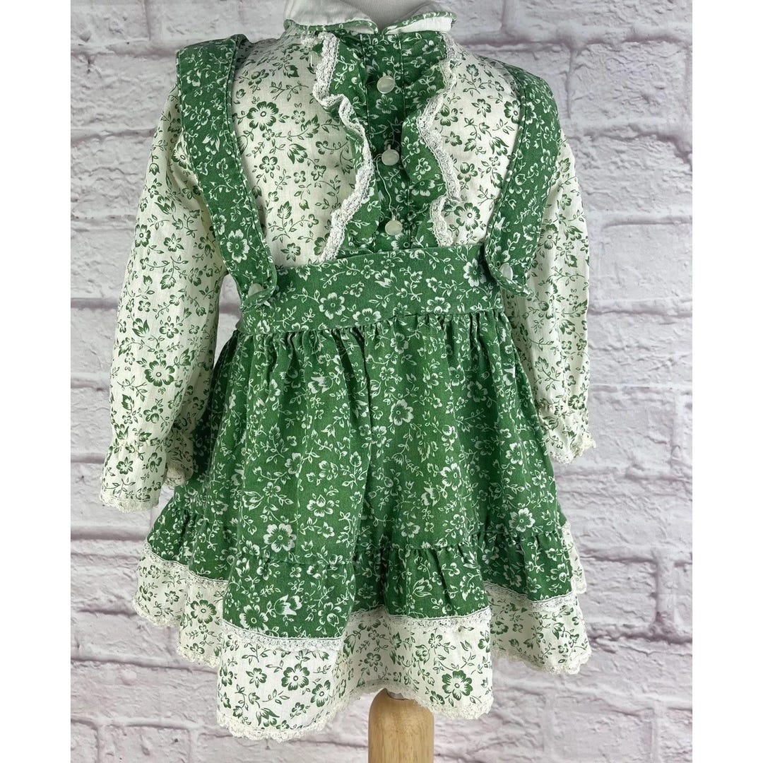 Vintage A Cari Classic Girls Baby Toddler Infant Dress Green and White ...