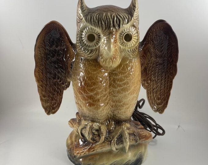 Vintage 1950's Howard Kron Horned Owl Ceramic TV Lamp Light - Etsy