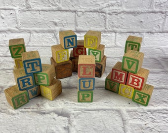 Vintage Wood Alphabet Blocks - Etsy