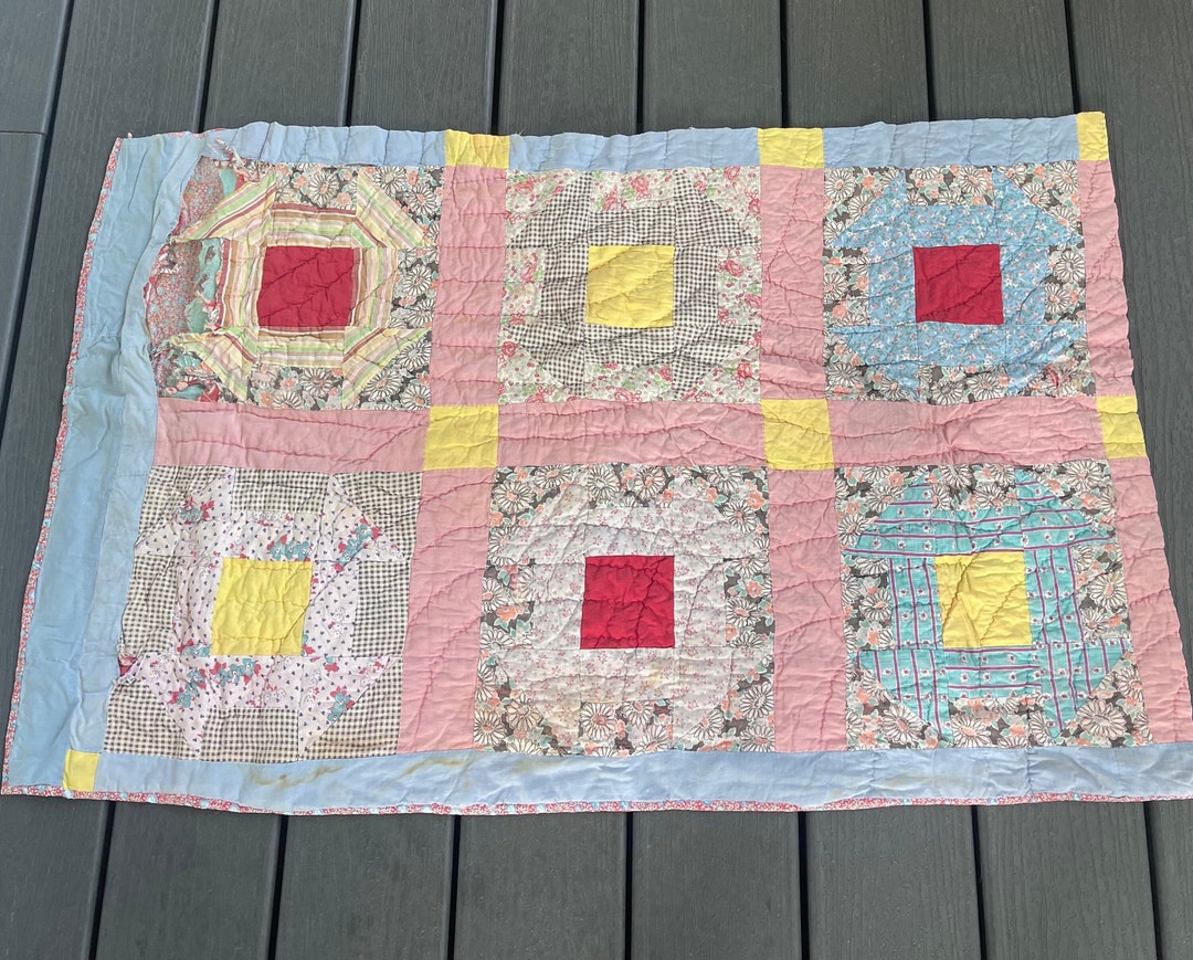 Vintage Churn Dash Pattern Cutter Quilt Piece Feedsack Fabric - Etsy
