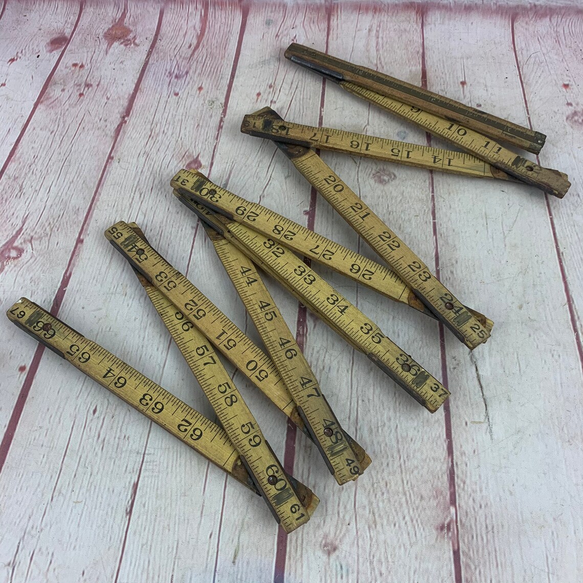 Vintage Old Wood Folding Tape Measure Extension Ruler Neat - Etsy