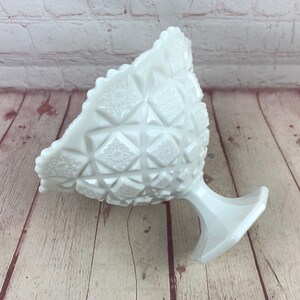 Vintage White Milk Glass Quilted Design Pattern Fluted Compote ...