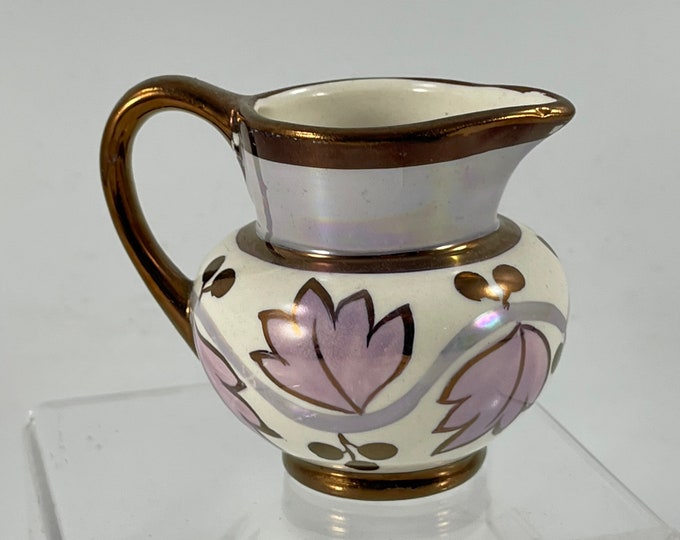 Vintage Copper Lustre Lustreware Hand Painted Small Pitcher Lancasters ...