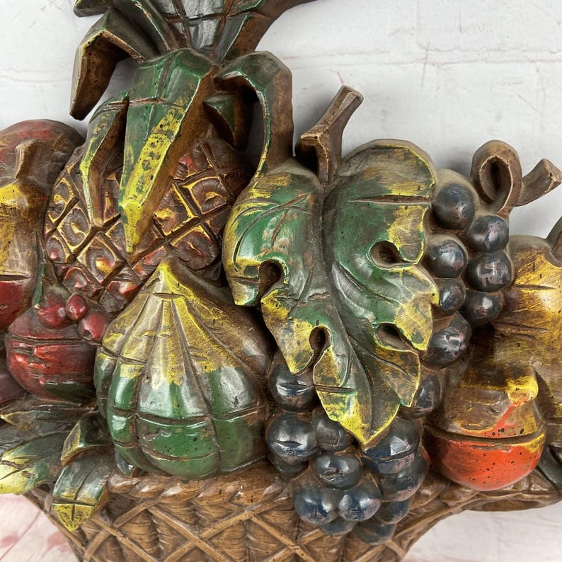Vintage 1965 Homco Home Interior Syroco Large Basket of Fruit Wall ...